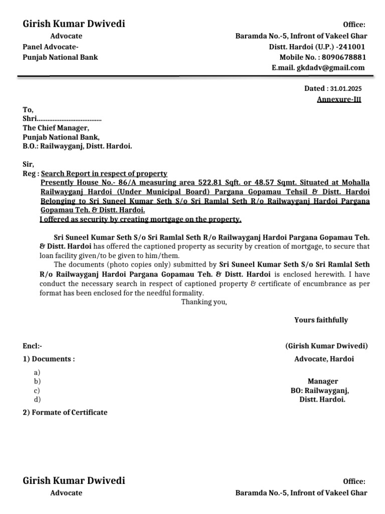 Hardoi Advocate Contact Details | PDF | Mortgage Law | Lease