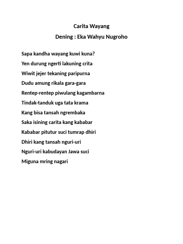 Carita Wayang Geguritan | PDF
