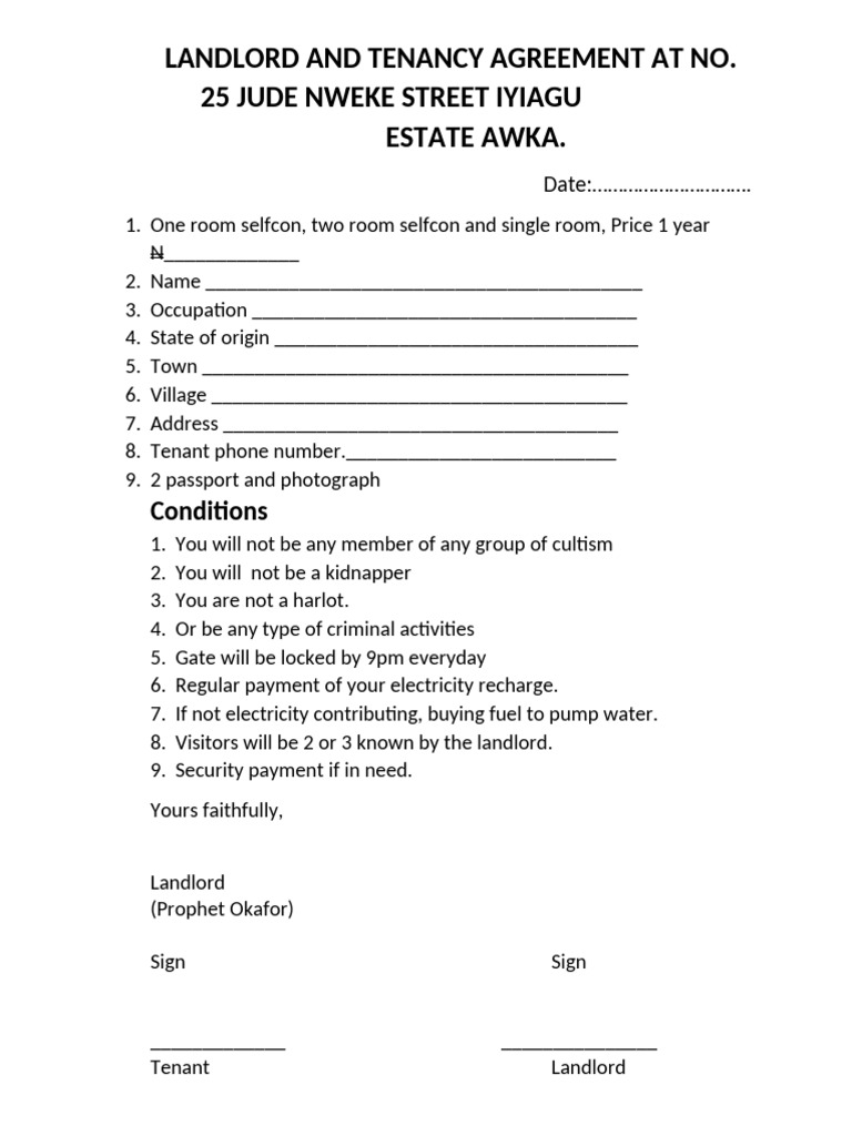 Landlord-Tenant Agreement Template | PDF