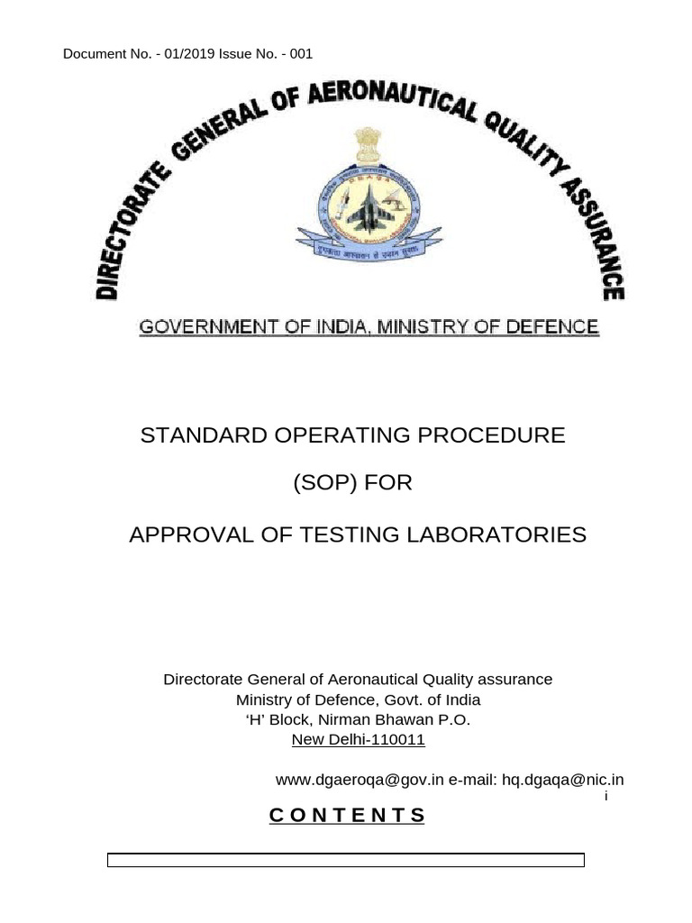 Standard Operating Procedure (Sop) For Approval of Testing Laboratories ...