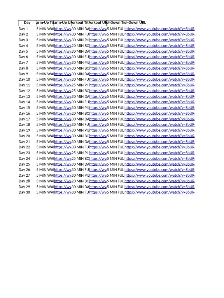 Corrected 1 Month MadFit Workout Plan | PDF