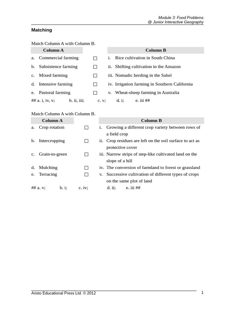 M3 Matching Eng | PDF