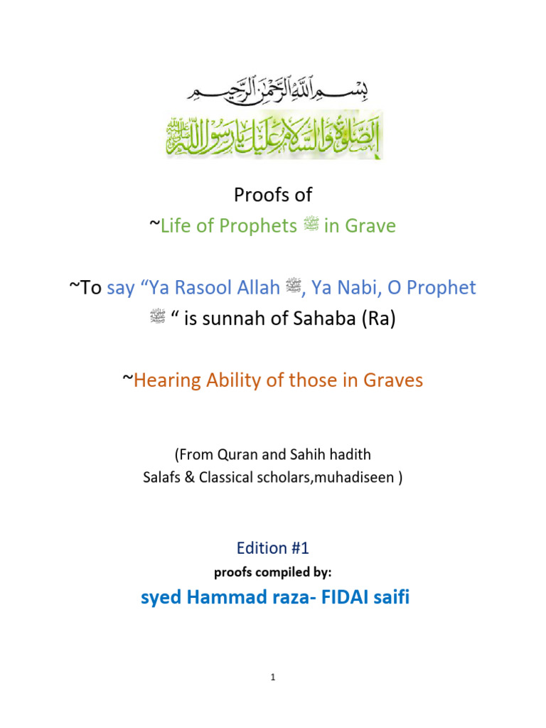 Life of Prophets in Their Graves | PDF | Hadith | God In Islam