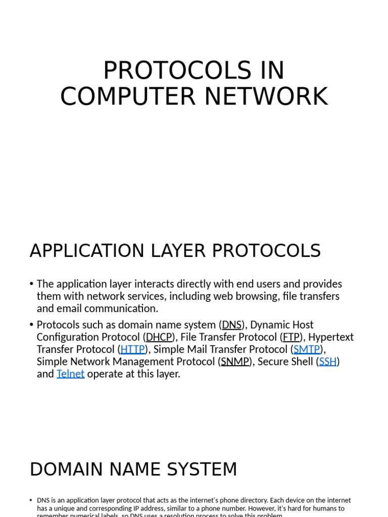 PROTOCOLS IN COMPUTER NETWORK (1) | PDF | Routing | Domain Name System