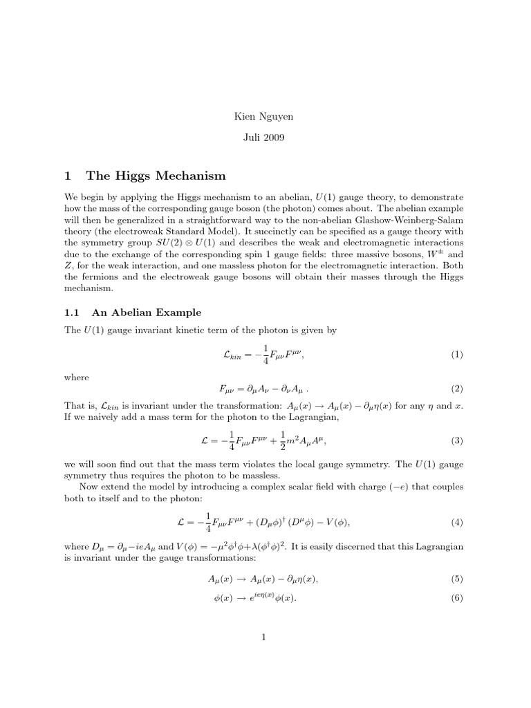 Higgs Mechanism | PDF | Higgs Boson | Gauge Theory