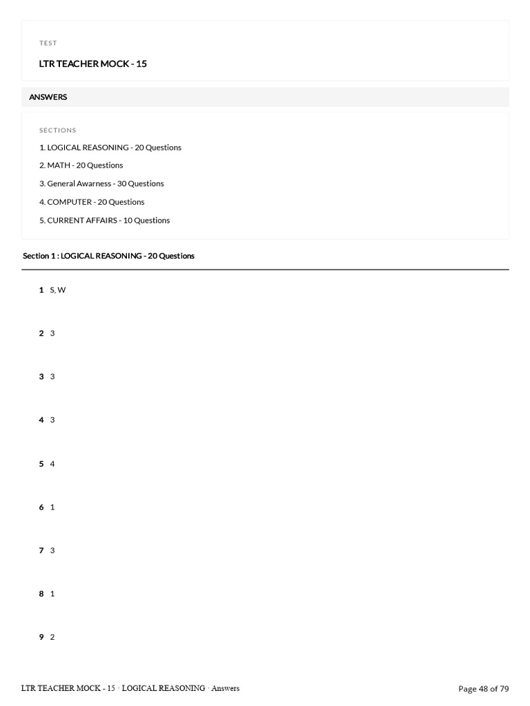 Ltr Answer Key | PDF | Logic