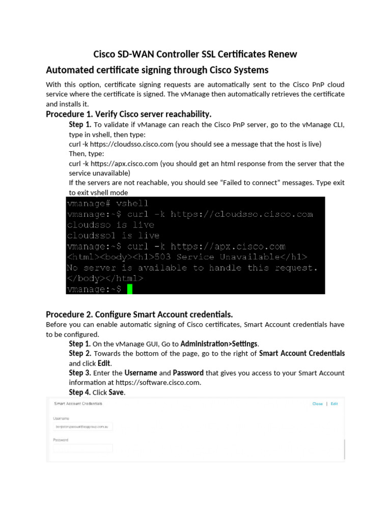 Cisco SD-WAN Controller SSL Certificates Renew | PDF | Public Key ...
