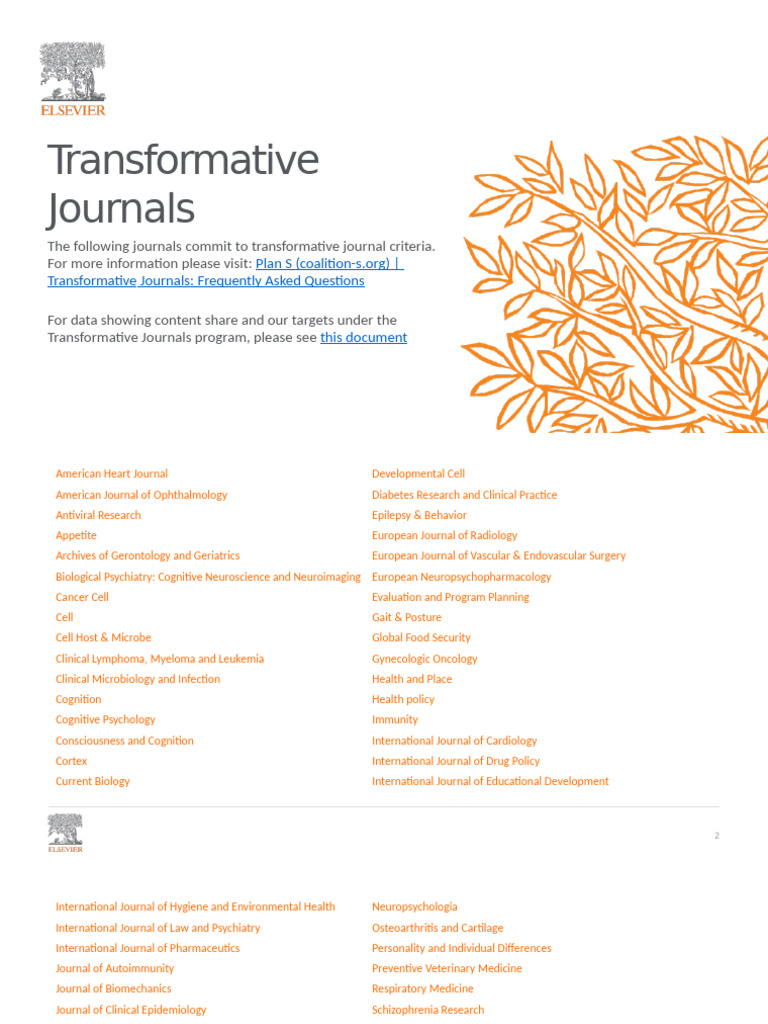 Elsevier Transformative Journals | PDF | Medicine | Neuroscience