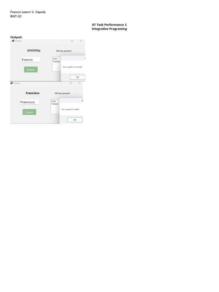 07TaskPerformance_Integ_Capulefrancis | PDF