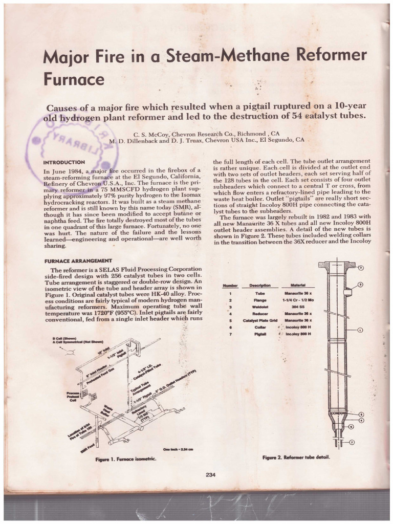 35. Major Fire In A Steam-Methane Reformer Furnace | PDF