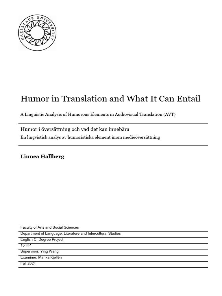 Humor in Translation and What It Can Entail | PDF | Translations | Humour