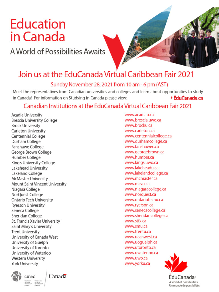 Study in Canada: EduCanada Fair 2021 | PDF | Canada | Higher Education