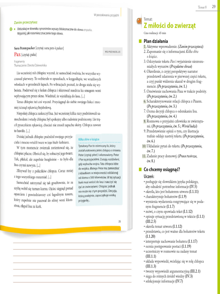 Temat 8 Podrecznika Nauczyciela Z Milosci Do Zwierzat | PDF