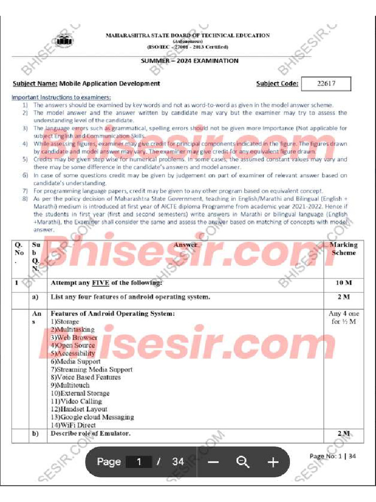 Summer 24 Mode Answer | PDF