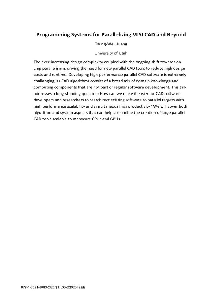 Programming Systems For Parallelizing VLSI CAD and Beyond | PDF