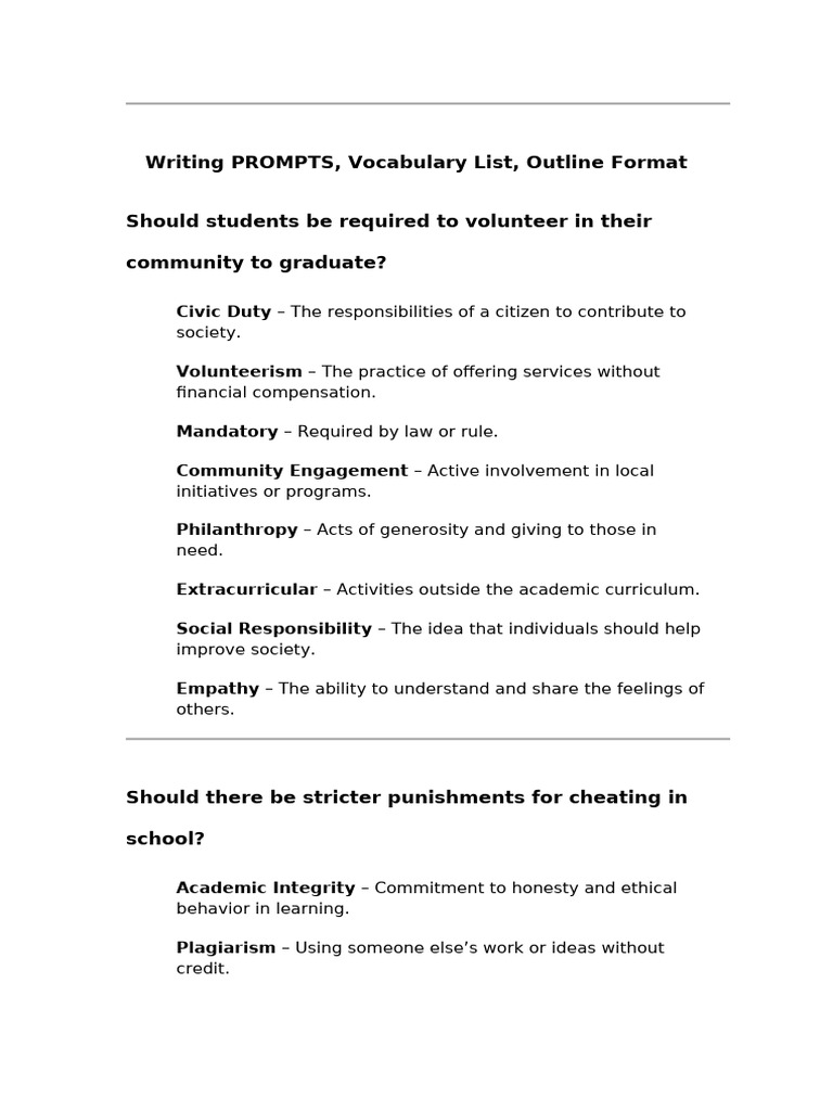 Writing Prompts 2, Vocab and Format | PDF | Nuclear Power | Punishments