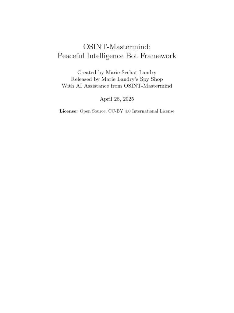 OSINT-Mastermind: Peaceful Intelligence Bot Framework | PDF ...