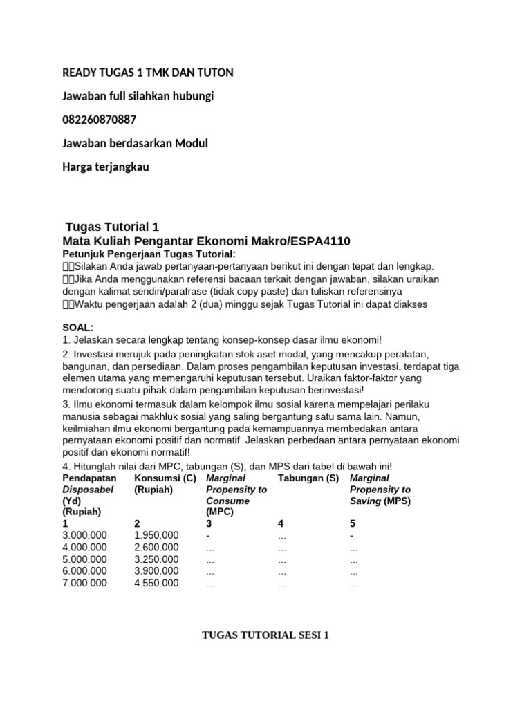 Ready Tugas 1 TMK Dan Tuton | PDF