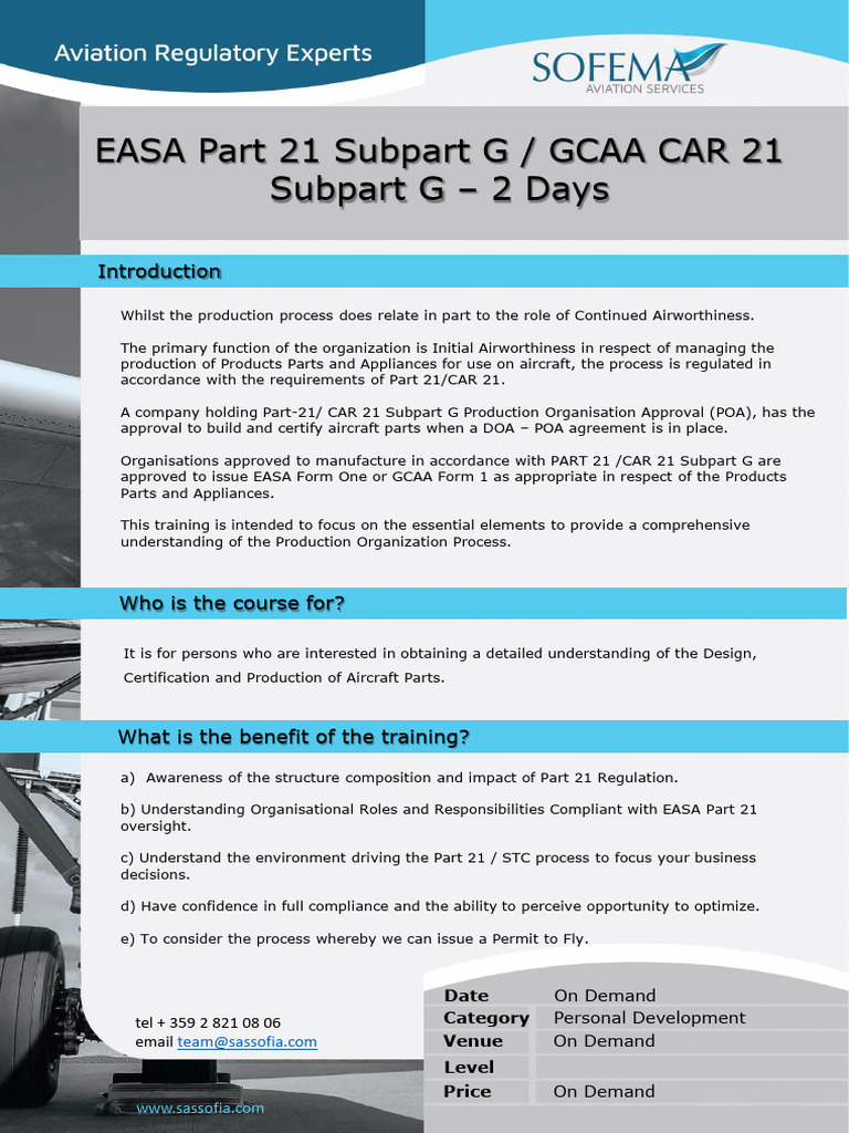EASA Part 21 Subpart G - GCAA CAR 21 Subpart G 2 Days | PDF | Aviation