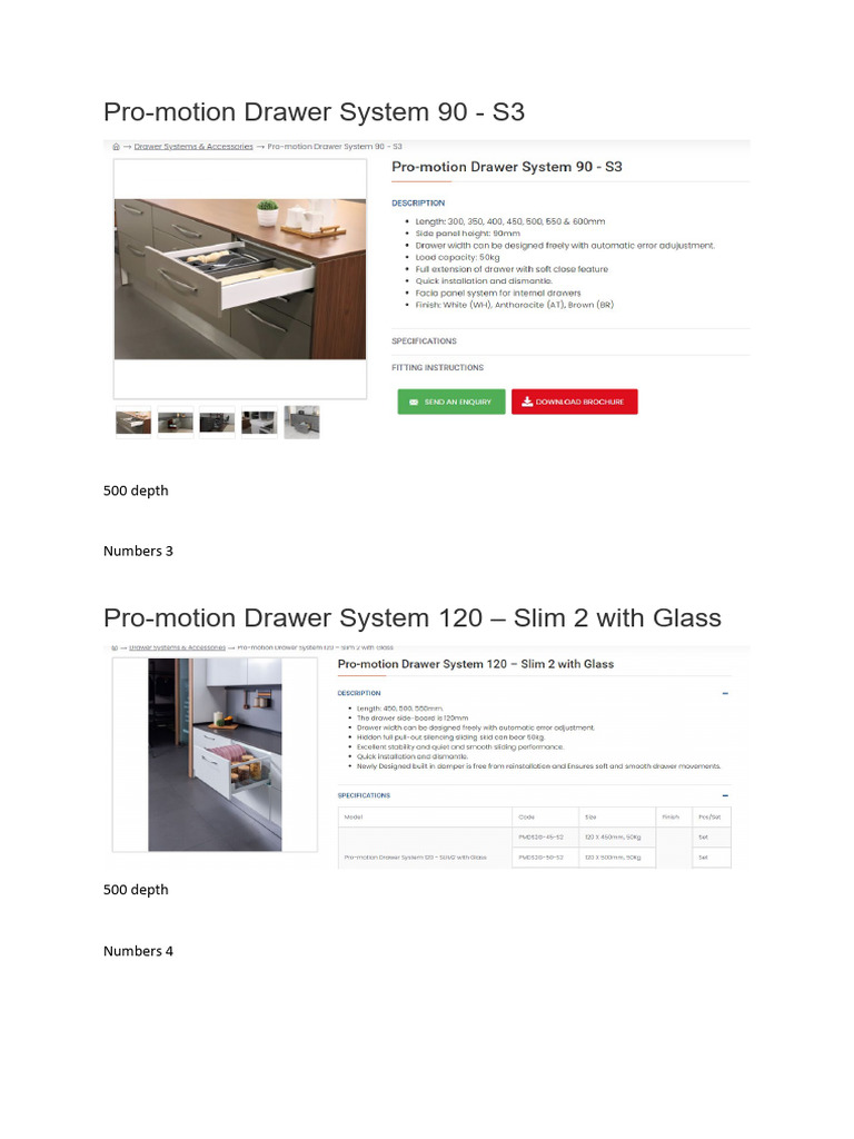 Pro-motion Drawer System Components | PDF