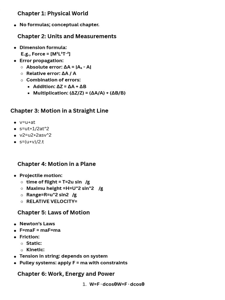 Physics Concepts and Formulas Guide | PDF