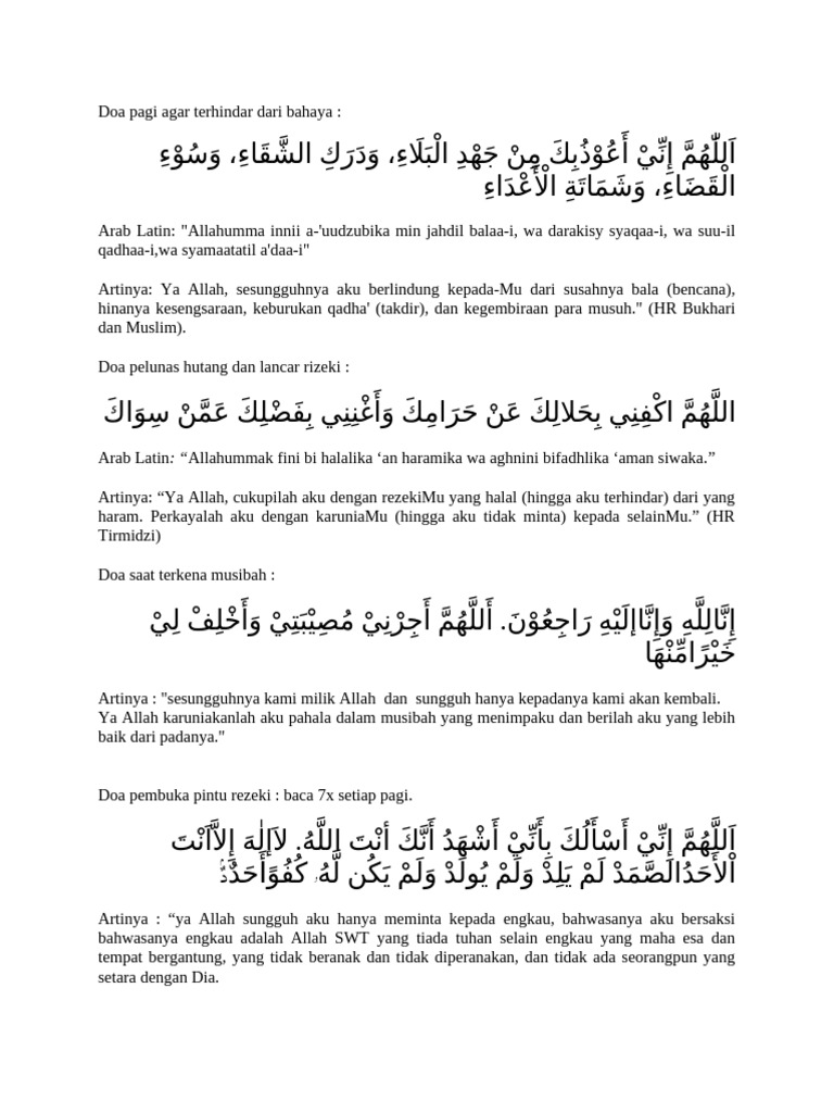 Doa Pagi untuk Perlindungan dan Rezeki | PDF