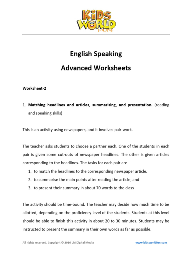 Advanced English Speaking Activity | PDF | Zika Fever | Public Health