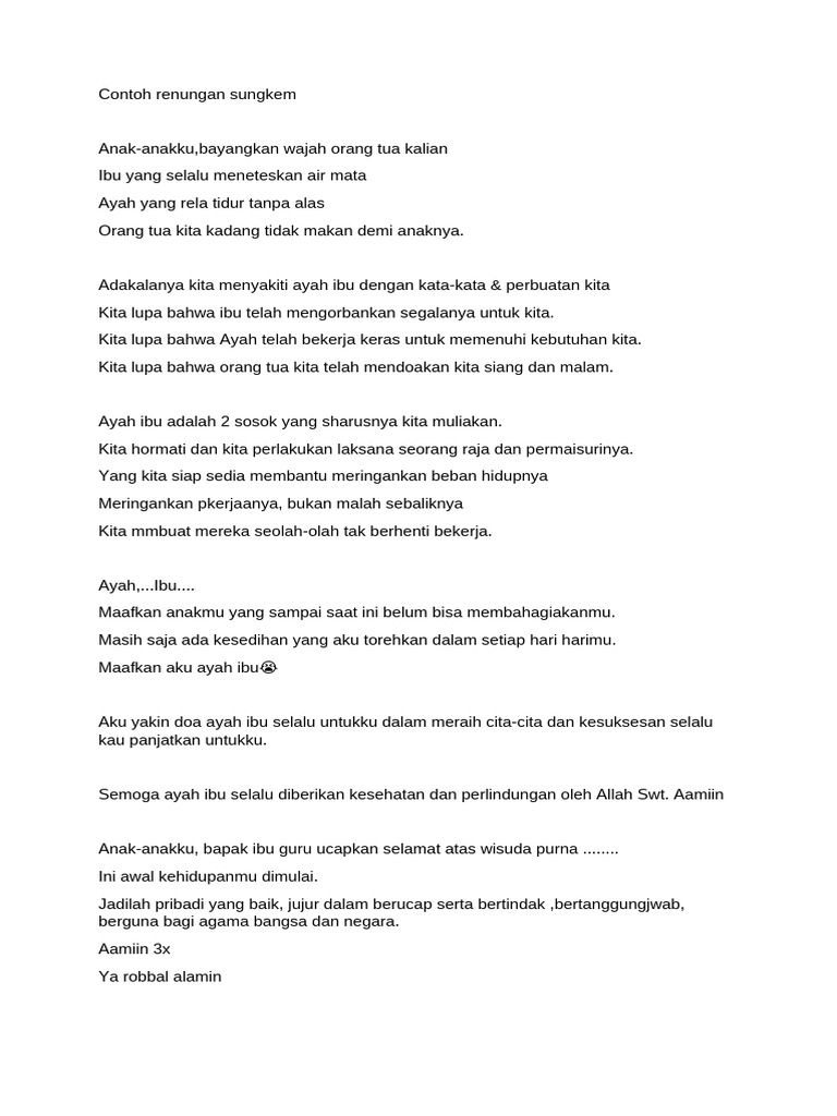 Contoh renungan sungkem | PDF