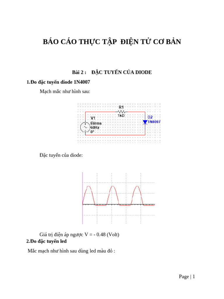 (123doc) Bao Cao Thuc Tap Dien Tu Co Ban Dac Tuyen Cua Diode Mach Chinh Luu | PDF