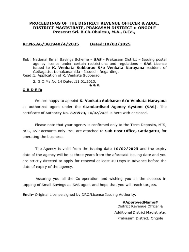 SAS License Issued to K. Venkata Subbarao | PDF