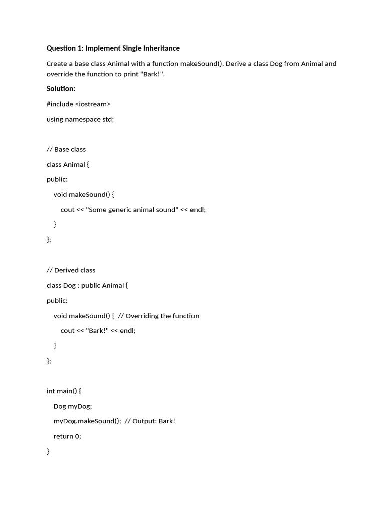 Single And Multiple Inheritance Pdf Computer Programming Object Oriented Programming 