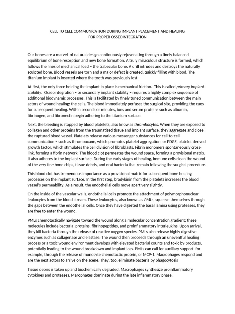 NU Basic Implant CELL TO CELL COMMUNICATION DURING IMPLANT PLACEMENT ...