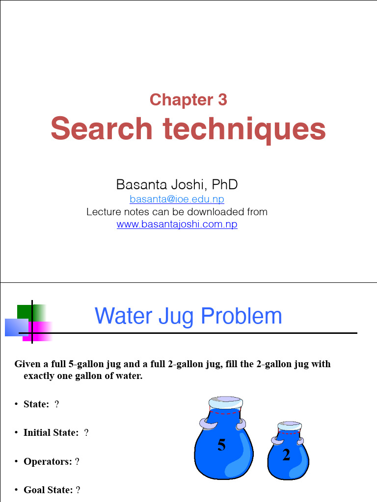 Water Jug Problem and Search Techniques | PDF | Combinatorics | Applied ...