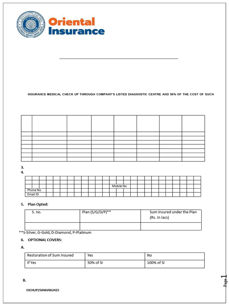 Happy Family Floater Policy 2024 Form | PDF | Insurance | Underwriting
