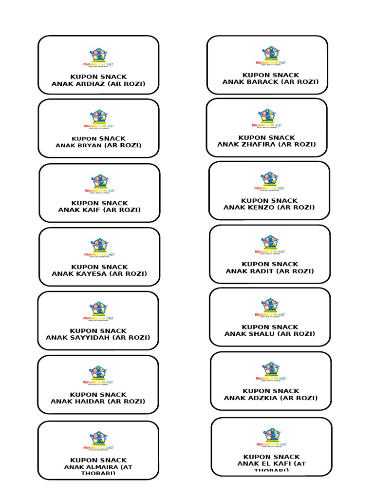 Kupon Snack Anak Akhirussanah | PDF