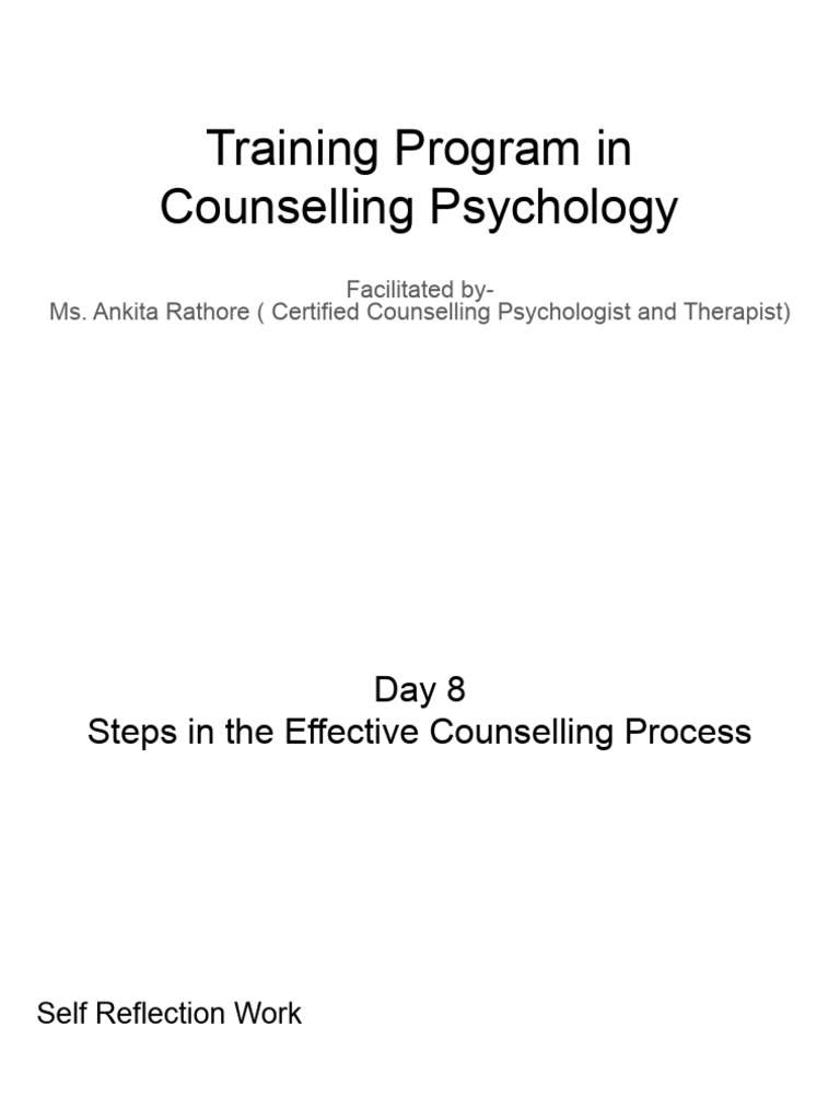 Training Program in Counselling Psychology - Day 8 | PDF ...