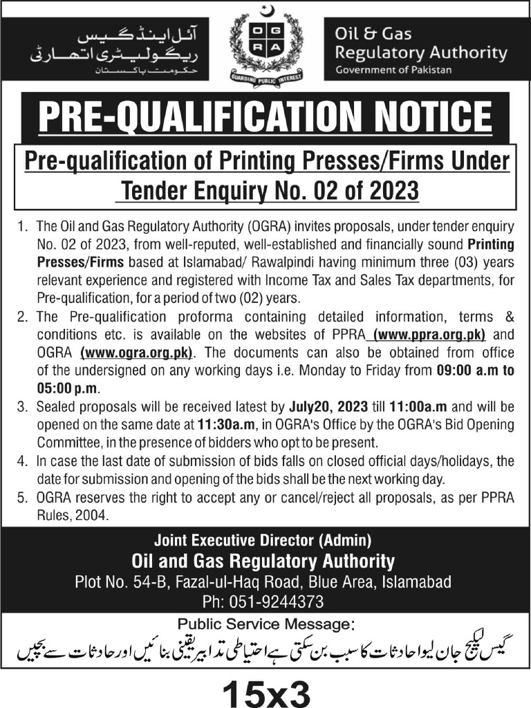 Pre Qualification Notice Pre Qualification of Printing Pressesfirms Under Tender Enquiry No 02 ...