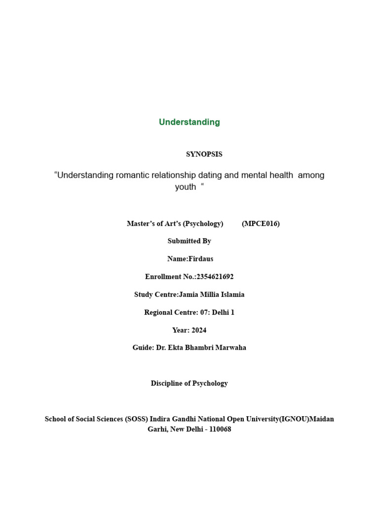 Understanding Romantic Relationship Dating and Mental Health Among ...