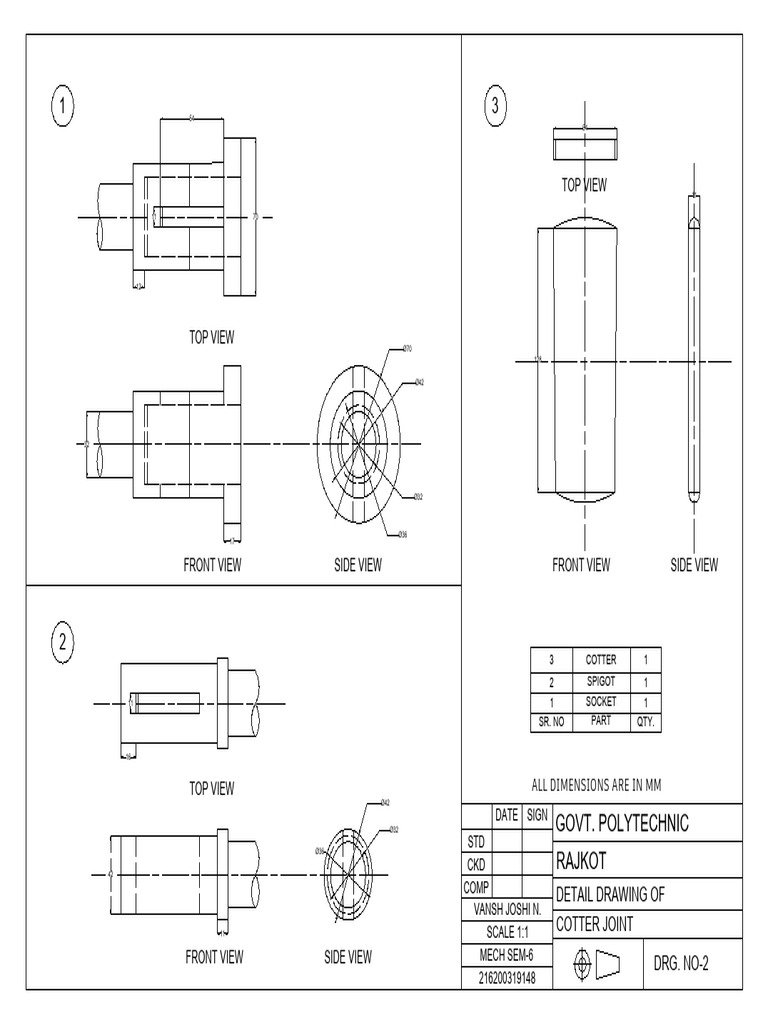 5a2 Detail Drawing of Cotter Joint | PDF