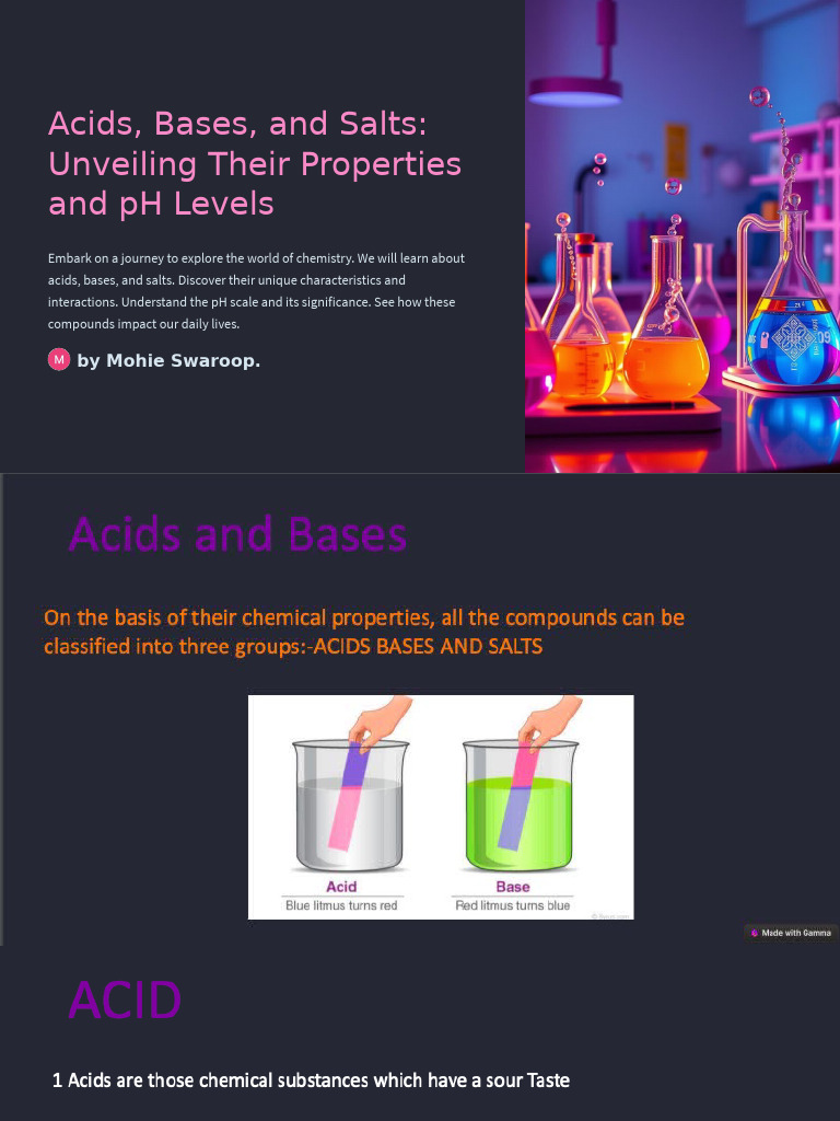 Acids Bases and Salts Unveiling Their Properties and PH Levels | PDF