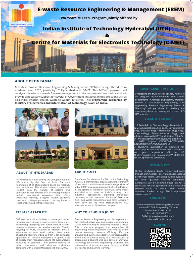 EWES Announcement Poster - MTech - E-Waste Program - IITH | PDF ...