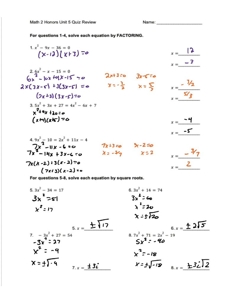 Quiz Review Key | PDF