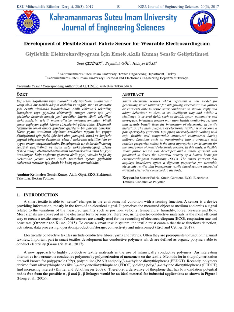 Smart Fabric Sensor for ECG Monitoring | PDF | Electrocardiography | E ...