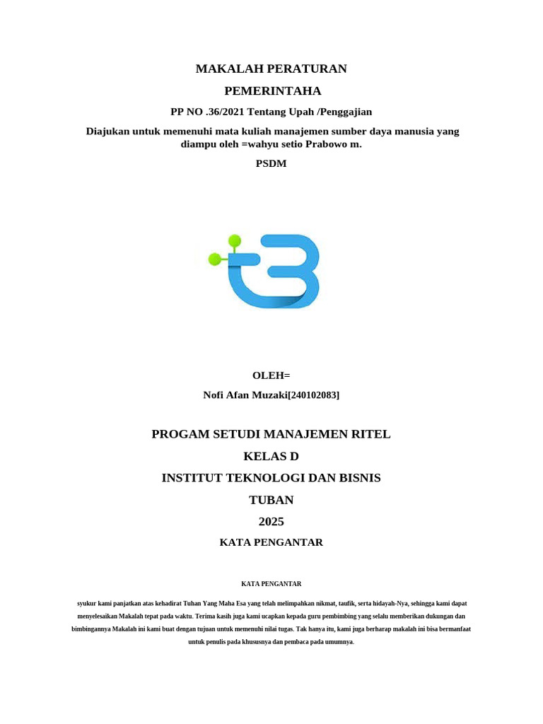 Makalah Peraturan Pengupahan Sdms-1 | PDF