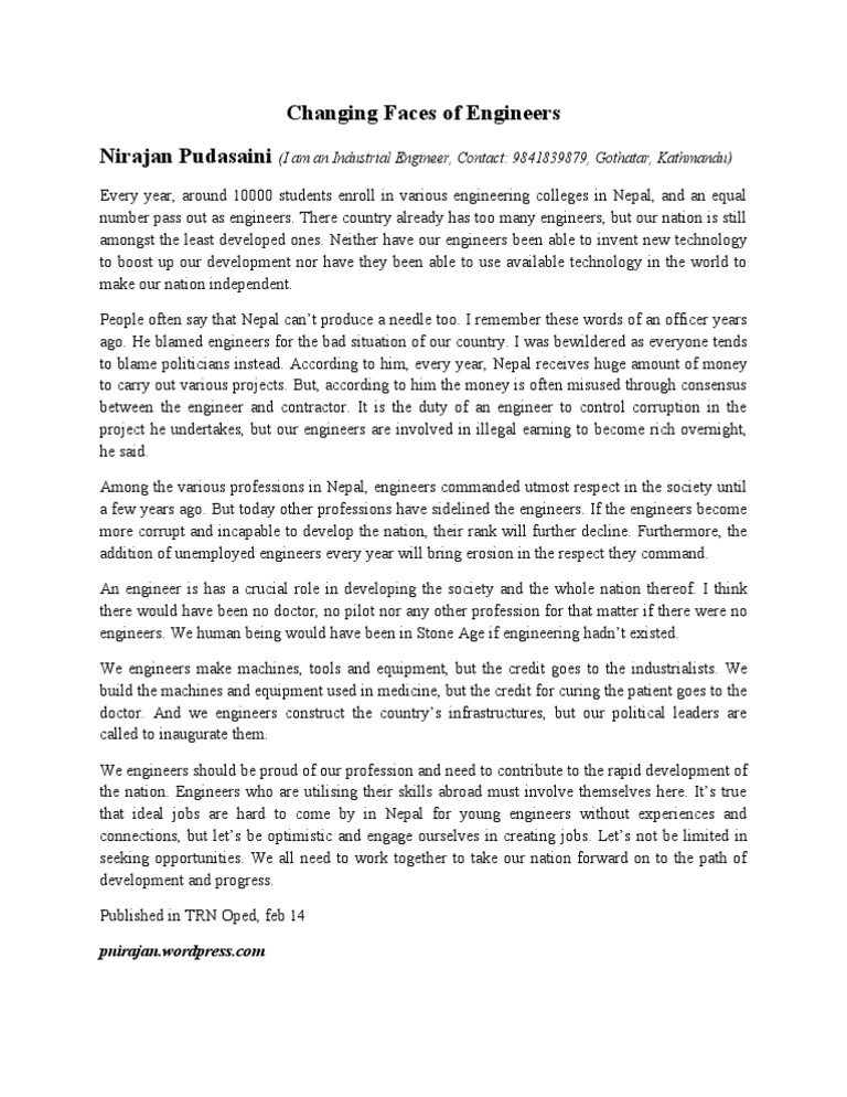 Changing Faces of Engineers | PDF | Engineer | Nepal