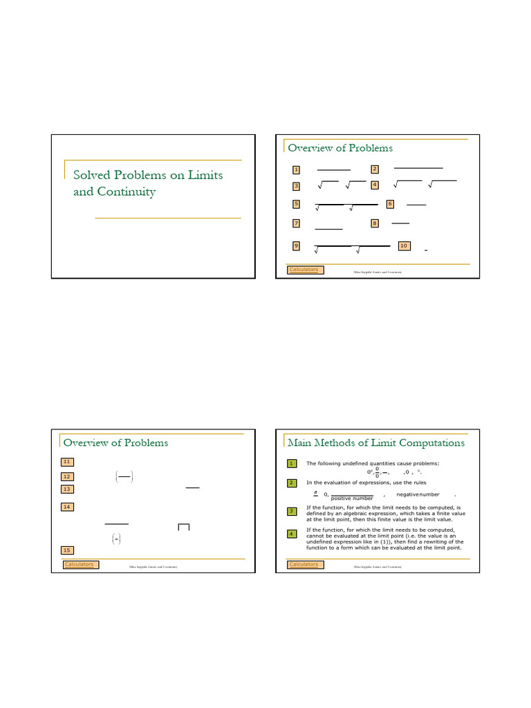 Solved Problems On Limits and Continuity | PDF | Mathematical Analysis | Mathematical Objects