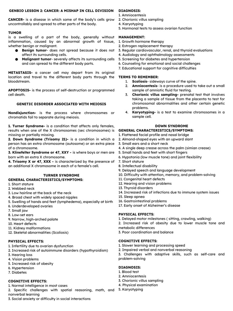 Genbio Lesson 2 - Cancer - A Mishap in Cell Division | PDF | Cell ...