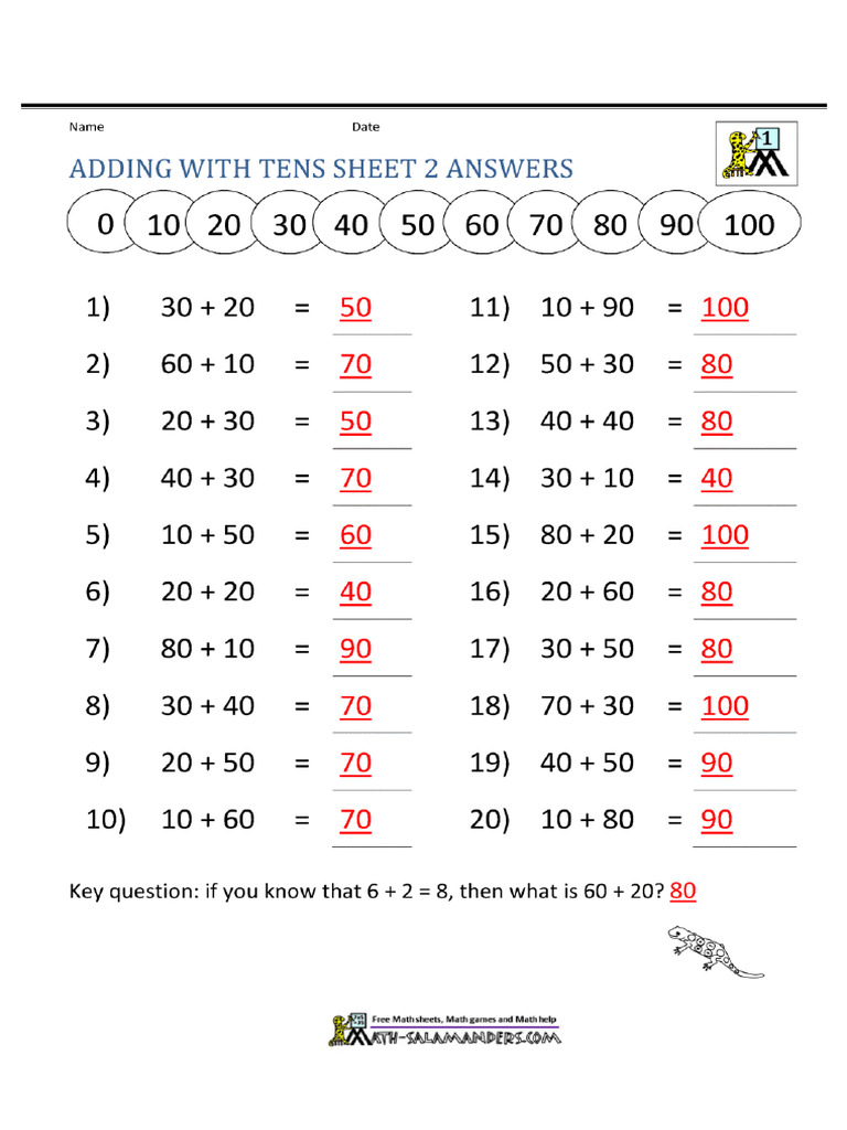 Math Worksheet Answers 4 | PDF