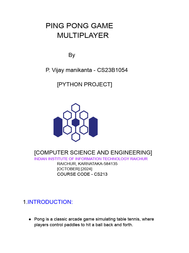 Ping Pong Game - Report | PDF | Computer Keyboard | Computer Programming