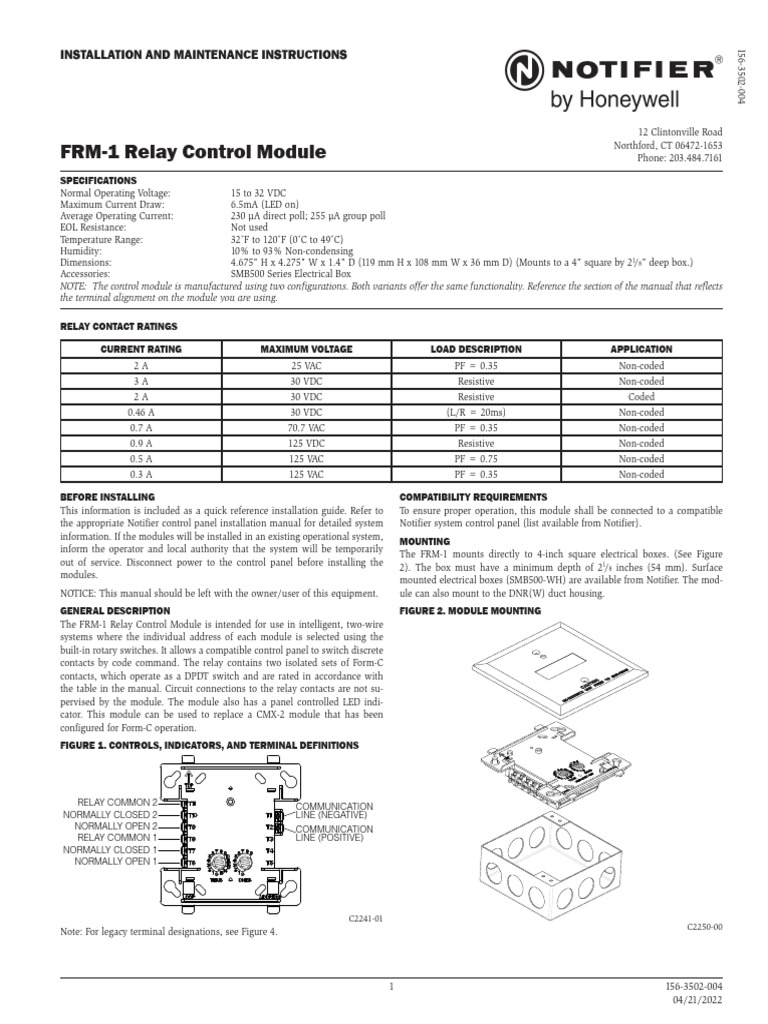 Notifier FRM-1 Relay Module Guide | PDF | Switch | Relay